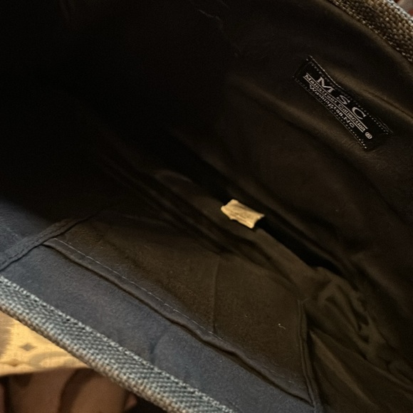MSC | Bags | Large Msc Black Linen Tote Bag With Stitching Nwt | Poshmark